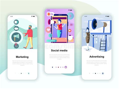 Set Of Onboarding Screens User Interface Kit For Marketing Social