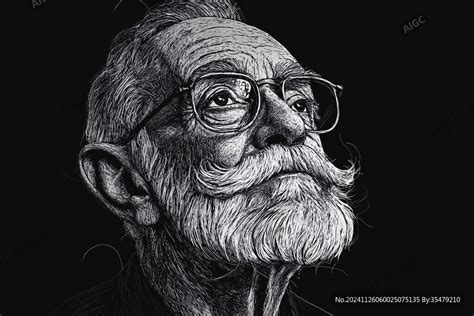 Ai创作图数字肖像插画 写实人物插画 加拿大素描线描鼠绘 写实的肖像画 手绘大叔 写实人物手绘 写实主义肖像画 铅笔画效果 写实人物绘画 创意人像设计初稿草稿 爷爷印刷图案 弗洛伊德像 美式