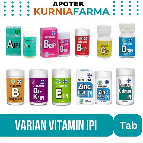 Jual Vitamin Ipi All Varian D3 1000 B Complex C Ipi B1 Ipi B 12 Ipi A Ipi E Ipi D3 K2 Zinc Plus