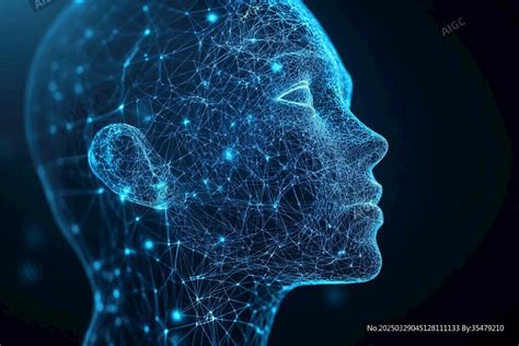 Ai创作图人脑 神经网络 科技 图像 数据 线条 连接 虚拟 未来感 数码 点 网状 抽象 蓝光 几何 昵图网