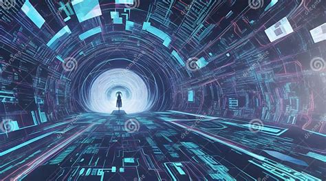 Abstract Digital Background Tech Binary Code Featuring Female Programmer Immersed In Coding