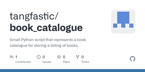 GitHub Tangfastic Book Catalogue Small Python Script That Represents A Book Catalogue For