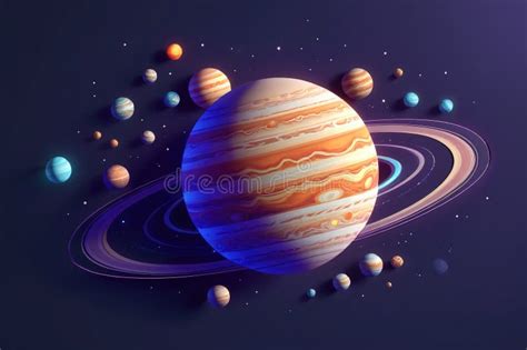 Exploring A Colorful Representation Of The Solar System With Jupiter And Its Moons Stock