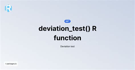 Deviationtest R Function From Get R Packages