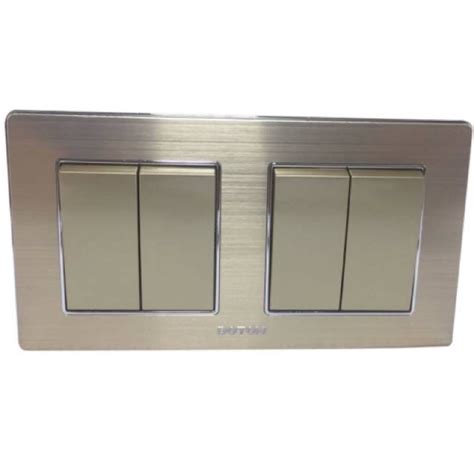 Jual Boton Gold Double Saklar Lampu Seri Seri 2 Gang 1 Way Switch Sakelar K2 Emas Shopee