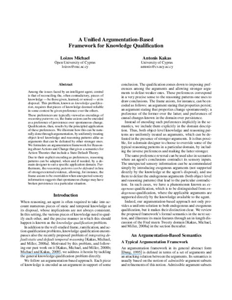 Pdf A Unified Argumentation Based Framework For Knowledge Qualification