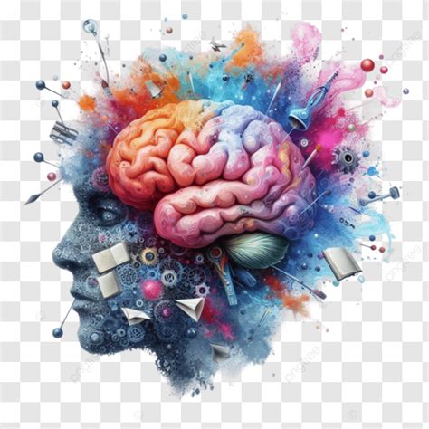 투명한 배경에 색상 조명과 응용 프로그램이 있는 3d 인간 두뇌 투명한 배경에 색상 조명과 응용 프로그램이 있는 3d 인간 두뇌 컬러 조명과 응용 프로그램을 갖춘 인간의