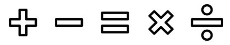 Icon Set Featuring Mathematical Symbols For Addition Subtraction Multiplication Division And