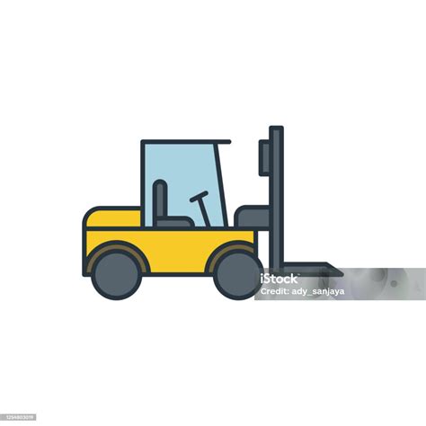 흰색 배경에서 격리된 지게차 로더 벡터 아이콘 기호 도구 사용 0명에 대한 스톡 벡터 아트 및 기타 이미지 0명 날씬한 디자인 Istock
