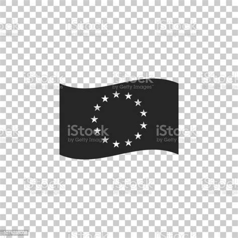 유럽 연합 아이콘 투명 한 배경에 고립의 국기 Eu 원 기호입니다 흔들며 Eu 플래그입니다 평면 디자인입니다 벡터 일러스트 레이 션 개념에 대한 스톡 벡터 아트 및 기타