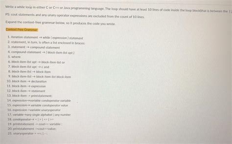 Solved Write A While Loop In Either Cor C Or Java