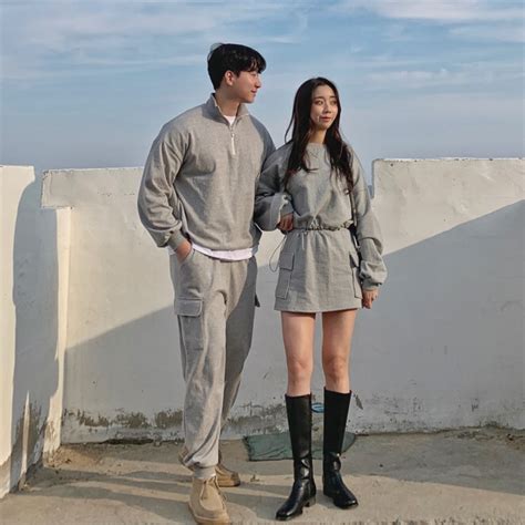 봄 가을 맨투맨 카고 미니스커트 쭈리 투피스 원피스 커플시밀러룩 3color