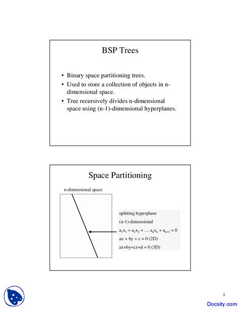 Bsp Trees Advanced Data Structures Lecture Slides Docsity
