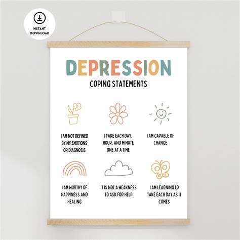 Depression Coping Statements Poster Psychology Poster Therapy Poster