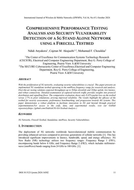 Comprehensive Performance Testing Analysis And Security Vulnerability Detection Of A 5g Stand