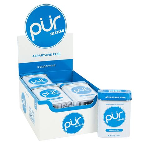 Pur Peppermint Hard Candy Mints Tin 12 Count