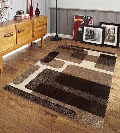 Renzo Collection Overlap Rounded Modern Design Area Rug Brown 5x7