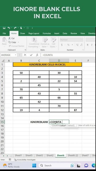 Ignore Blank Cells In Excel Shorts Excelshorts Exceltutorial Tutorial Excel Youtube