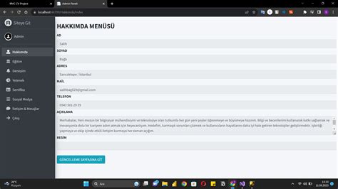 GitHub salihbagli MVC Cv ASP NET MVC İLE DİNAMİK CV SİTESİ
