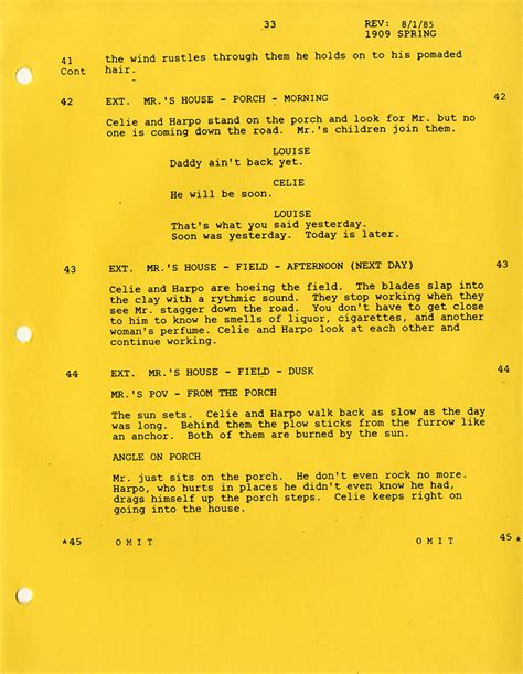 Alice Walker Source The Color Purple Under Working Title Moon Song 1985 Script Archive