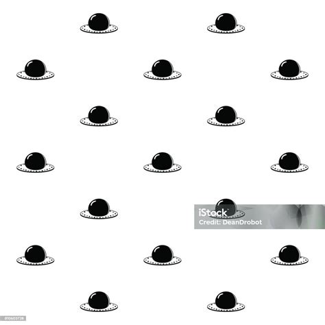 간단한 완벽 한 블랙 Ufo 우주선 패턴 화이트에 벡터 일러스트 레이 션 검은색에 대한 스톡 벡터 아트 및 기타 이미지 검은