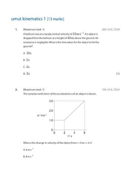 01 Kinematics 1 Pdf Speed Velocity