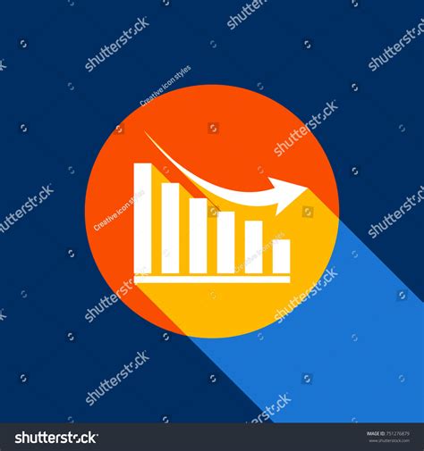 Declining Graph Sign Vector White Icon Stock Vector Royalty Free