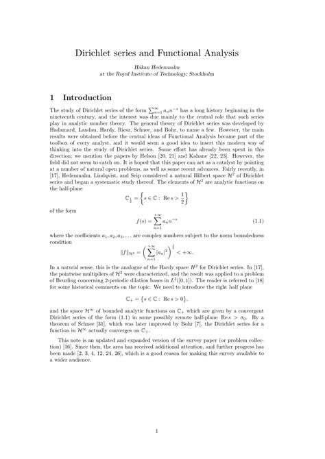 Pdf Dirichlet Series And Functional Analysis