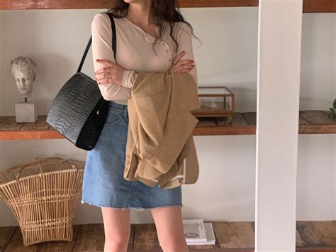 💓가을 긴팔티3천장돌파 라인 가을 사선 버튼 긴팔 골지 루즈핏 티셔츠