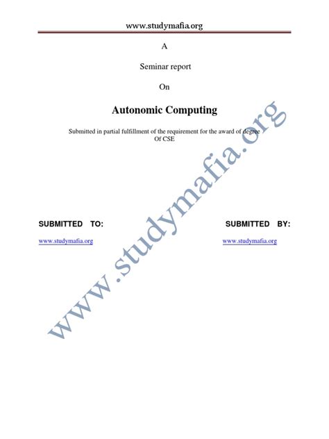 Autonomic Computing A Seminar Report On Pdf System Mathematical Optimization
