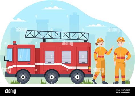 Fire Department With Firefighters Extinguishing House Forest And