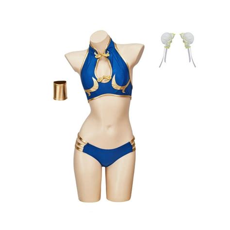 Chun Li Bikini Chun Li Swimwear Sexy Bra Blue Swimsuit Uniform