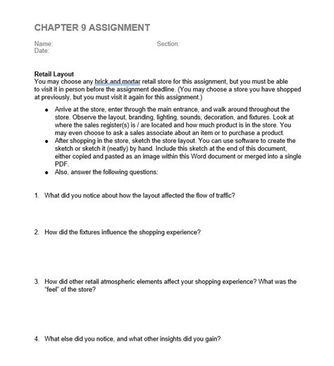 Solved Chapter 9 Assignment Section Name Date Retail