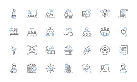 작업 절차 라인 아이콘 모음입니다 프로세스 프로토콜 작업 시스템 워크플로 실행 구현 벡터 및 선형 그림 절차 단계 지시문 개요 표지판 세트 아이콘에 대한 스톡 벡터 아트 및