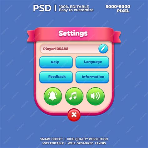 Premium Psd Setting Screen Ui 2d Game Ui User Interface Casual Game