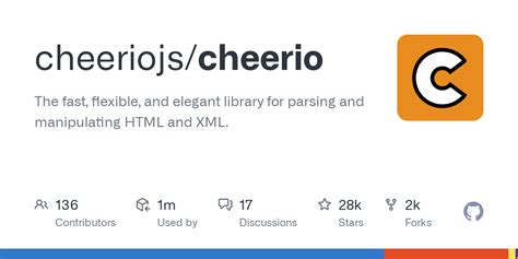github cheeriojs cheerio the fast flexible and elegant library for