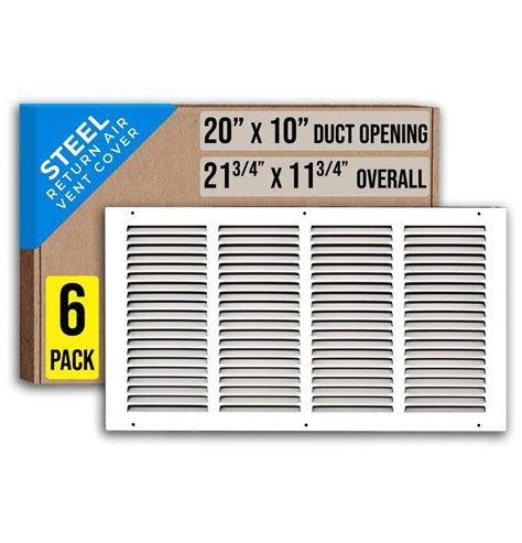 6 Pack Fits 20x10 Duct Opening Steel Return Air Grille By Vent