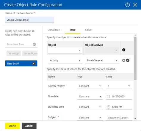 Configuring Create Object Node