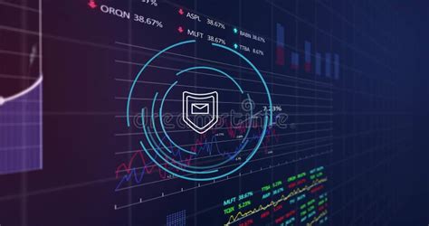 Shield Icon And Data Charts Cybersecurity Image Over Financial Graphs Stock Illustration