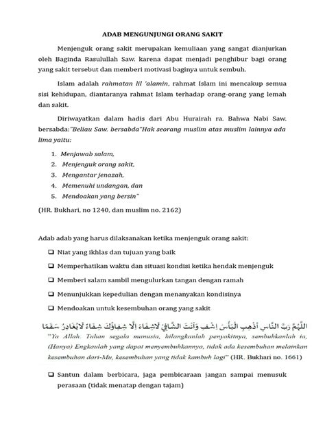 Adab Mengunjungi Orang Sakit Pdf