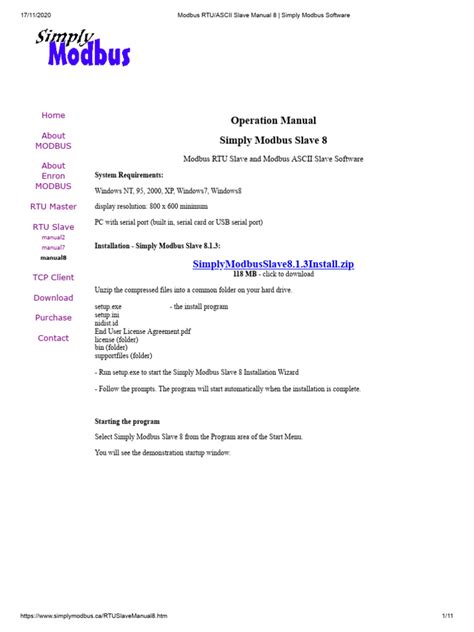 Modbus Rtu Ascii Slave Manual 8 Simply Modbus Software Download Free Pdf Computing