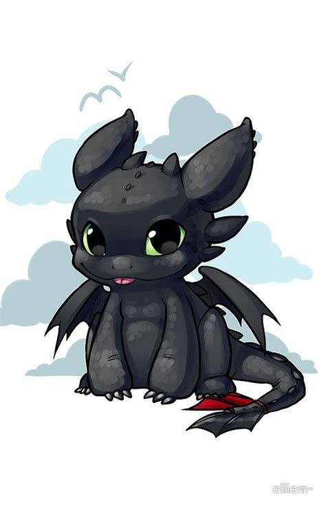Chibi Toothless By Elliem How Train Your Dragon Dragon Drawing Cute Toothless