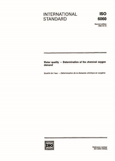 ISO 6060 1989 Water Quality Determination Of The Chemical Oxygen Demand