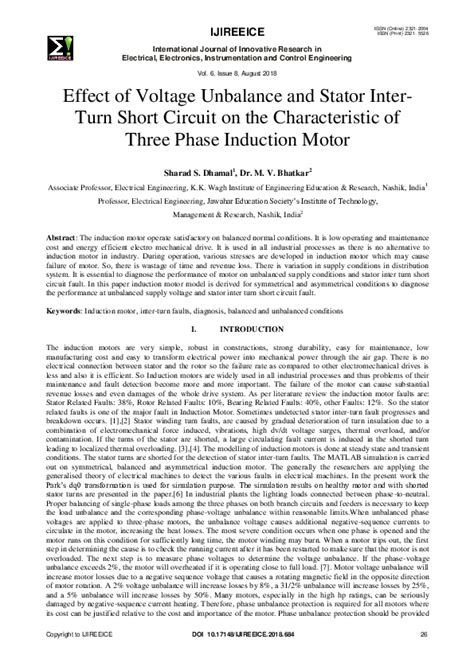 Pdf Effect Of Voltage Unbalance And Stator Interturn Short Circuit On