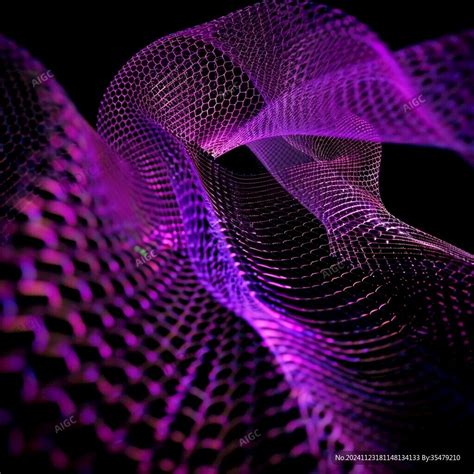 Ai创作图飘逸艺术扭曲网格 神秘紫色绚丽炫光图案 紫色科技线条 神秘紫色线条背景 立体渐变发光体设计 高科技紫色 光绘立体纹理 紫色炫丽 梦幻网纹 紫色3d元素 3d纤维 紫色炫酷背景 紫色