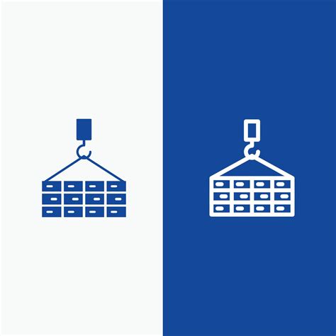 Building Cargo Construction Crane Line And Glyph Solid Icon Blue Banner Line And Glyph Solid