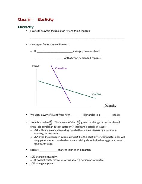 Class 11 Elasticity Econ Notes Class 11 Elasticity Elasticity