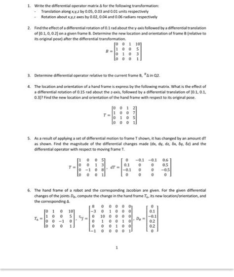 Solved 1 Write The Differential Operator Matrix Δ For The