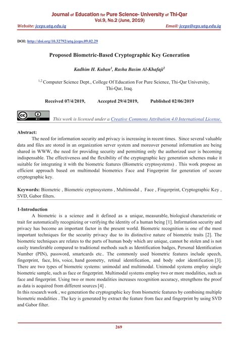 Pdf Proposed Biometric Based Cryptographic Key Generation