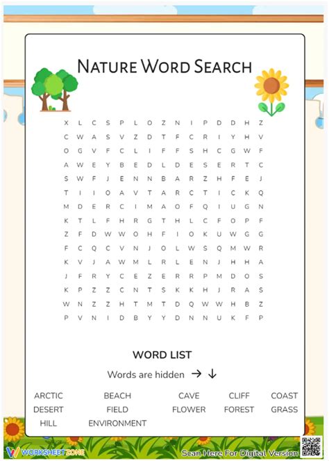 Nature Word Search Worksheet Freeprintable Earth Day Word Search